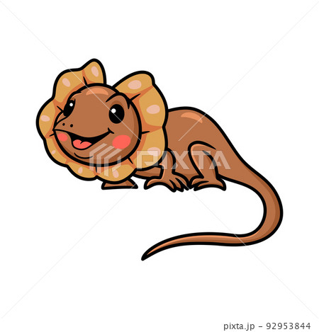 Cute little frilled lizard cartoonのイラスト素材 [92953844] - PIXTA