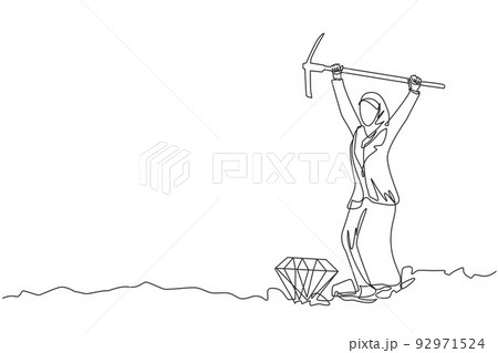 Single one line drawing Arabian businesswoman...のイラスト素材 [92971524] - PIXTA