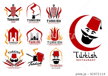 Turkish cuisine food, chef icons and symbols....のイラスト素材 [92972114] - PIXTA
