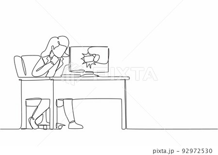 Single continuous line drawing angry...のイラスト素材 [92972530] - PIXTA