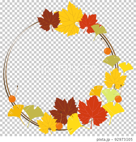 Western-style autumn leaves wreath frame - Stock Illustration [92973105 ...