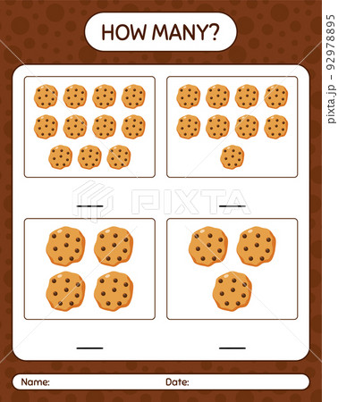 How many counting game with cookie. worksheet...のイラスト素材 [92978895] - PIXTA
