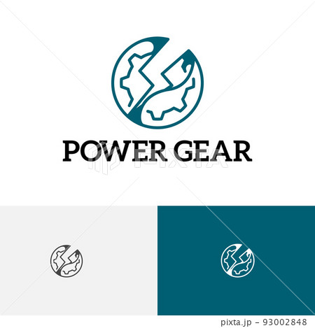 Power Gear Circle Leaf Green Industry Line...のイラスト素材 [93002848] - PIXTA