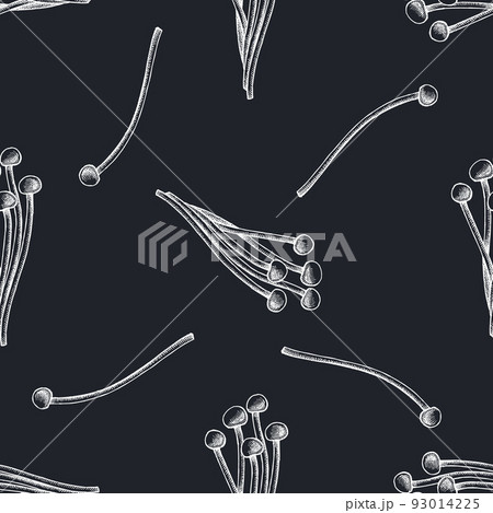 Seamless pattern with hand drawn chalk enokiのイラスト素材 [93014225] - PIXTA