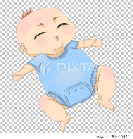 Baby in light blue clothes sleeping sprawled - Stock Illustration ...