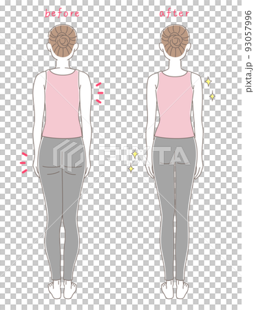 Full body illustration set of two back women... - Stock Illustration ...