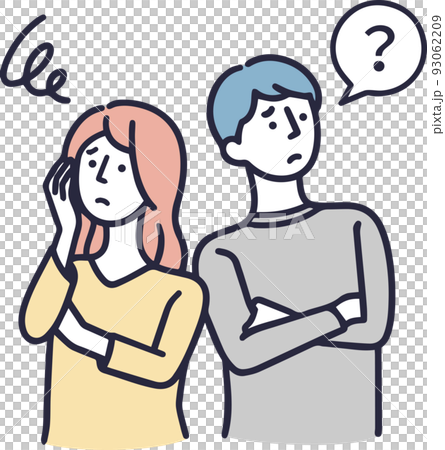 Thinking men and women Simple illustration - Stock Illustration ...