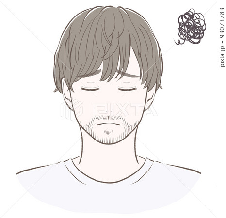 髭に悩みを抱えるマッシュの髪型の男性 閉眼のイラスト素材 [93073783] - PIXTA