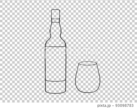 Simple illustration of whiskey bottle and glass... - Stock Illustration ...