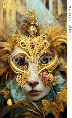 A medieval man wearing a golden lion mask. A...のイラスト素材 [93110461] - PIXTA