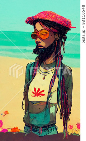 Abstract drawn Rastaman with dreadlocks and...のイラスト素材 [93110548] - PIXTA