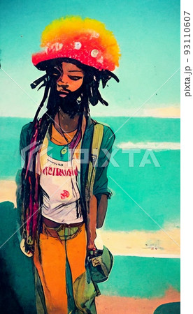 Abstract drawn Rastaman with dreadlocks and...のイラスト素材 [93110607] - PIXTA