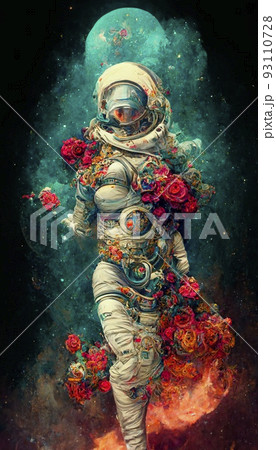 A fancy astronaut in unusual colorful magical...のイラスト素材 [93110728] - PIXTA