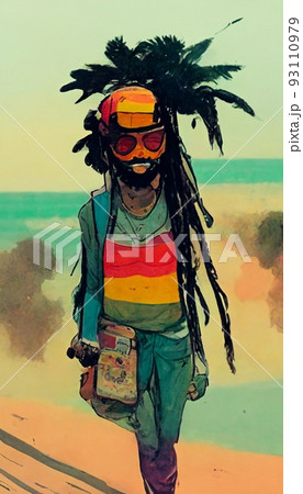 Abstract drawn Rastaman with dreadlocks and...のイラスト素材 [93110979] - PIXTA
