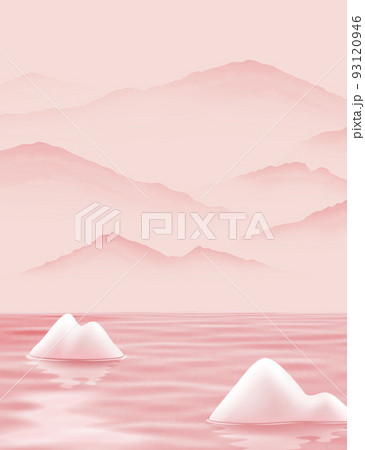 Pink monotone landscape paintingのイラスト素材 [93120946] - PIXTA