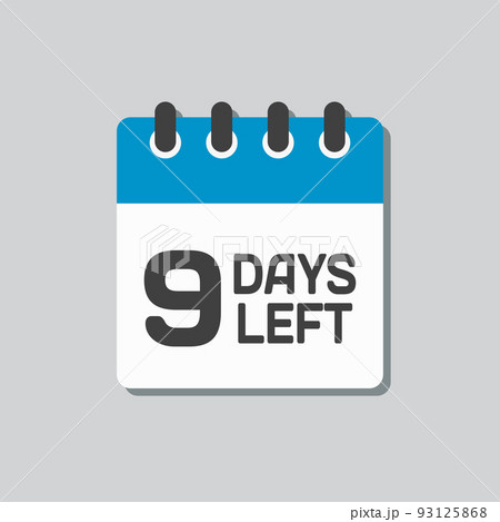 Countdown daily page calendar icon - 9 days leftのイラスト素材 [93125868] - PIXTA