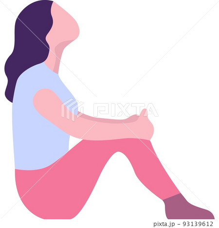 Woman sitting looking up vector icon isolatedのイラスト素材 [93139612] - PIXTA