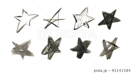 Brush Drawing Star Icons Isolatedのイラスト素材 [93141584] - PIXTA