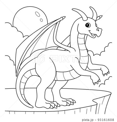 Dragon Animal Coloring Page for Kidsのイラスト素材 [93161608] - PIXTA