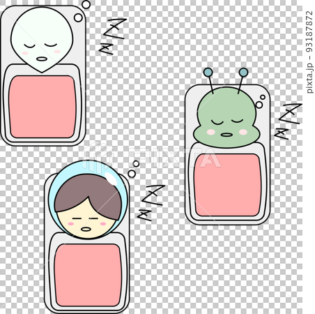 Cute aliens sleeping on a futon - Stock Illustration [93187872] - PIXTA