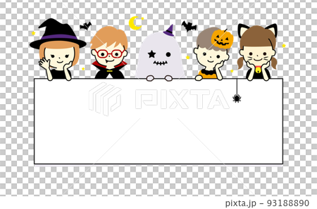 Children in Halloween costumes / title frame - Stock Illustration ...