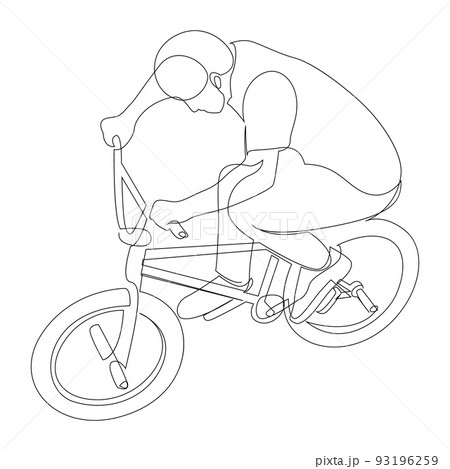 Continuous line drawing of BMX bicycle rider...のイラスト素材 [93196259] - PIXTA