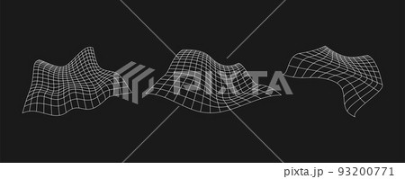 Set of cyber distorted grids, retro punk design...のイラスト素材 [93200771 ...