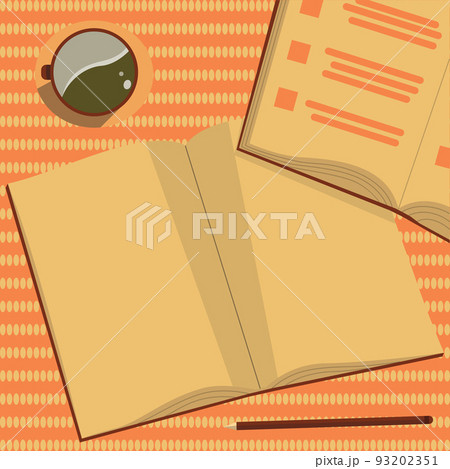 Two Open Work Books On A Table. Flat View Of...のイラスト素材 [93202351] - PIXTA