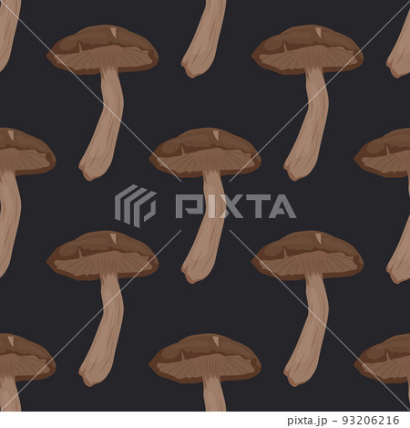 Vector Seamless Pattern with Shiitake Mushroom...のイラスト素材 [93206216] - PIXTA