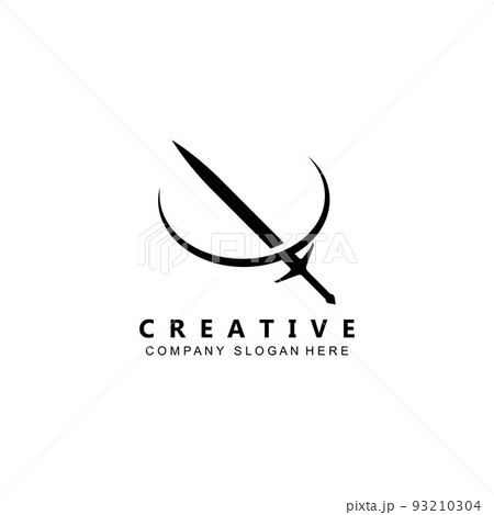 cutting tool war sword logo vector symbolのイラスト素材 [93210304] - PIXTA