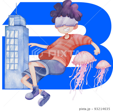 Metaverse alphabet A-Z watercolor PNGのイラスト素材 [93214635] - PIXTA