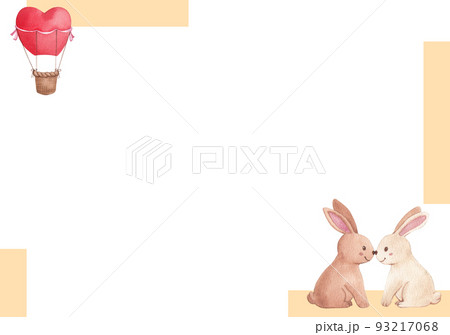 Animal big love hug frame watercolor pngのイラスト素材 [93217068] - PIXTA