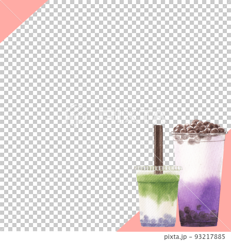 Bubble tea frame watercolor png - Stock Illustration [93217885] - PIXTA