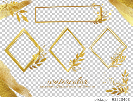 Set of gold leaf backgrounds and square frames - Stock Illustration ...