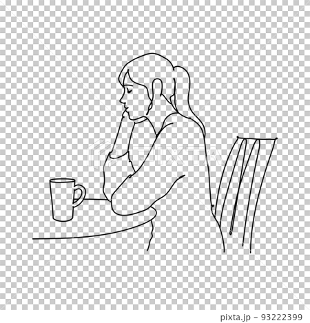 A profile young woman resting her chin on the... - Stock Illustration ...