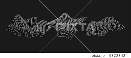 Set of cyber distorted grids, retro punk design...のイラスト素材 [93223424 ...