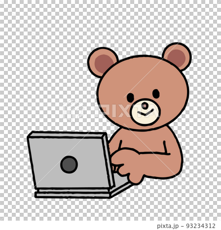 bear working on computer - Stock Illustration [93234312] - PIXTA