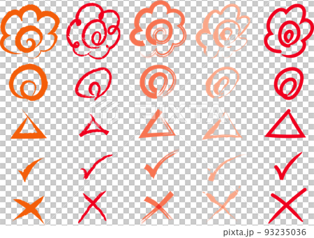 Hanamaru / test circle scoring set illustration - Stock Illustration ...