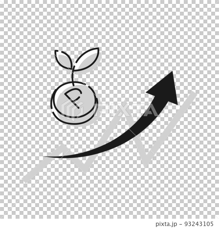 Point (P) Image of rising money and line graph... - Stock Illustration ...