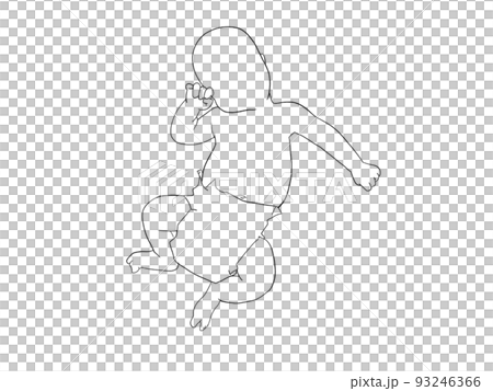 Newborn baby line drawing illustration 2 - Stock Illustration [93246366 ...