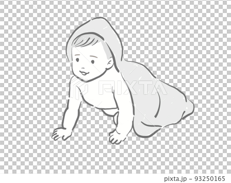 Line drawing illustration of a baby crawling - Stock Illustration ...