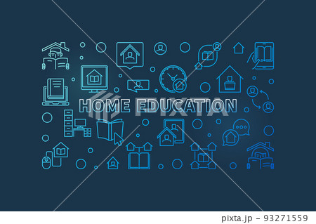Home Education vector blue linear horizontal...のイラスト素材 [93271559] - PIXTA