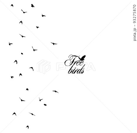 A flock of flying birds. Free birds. Background...のイラスト素材 [93275870 ...