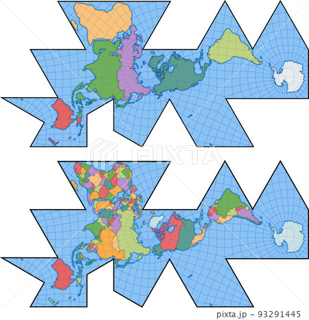 Dymaxion World map fuller projectionのイラスト素材 [93291445] - PIXTA