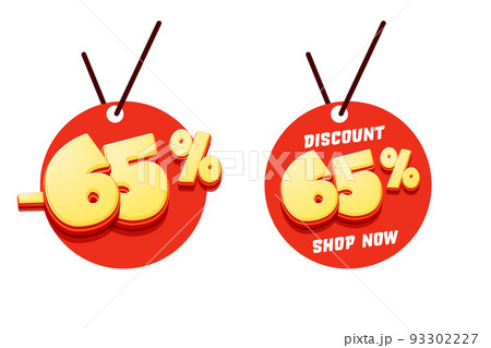 Red sale tag template set. 65 percent off...のイラスト素材 [93302227] - PIXTA