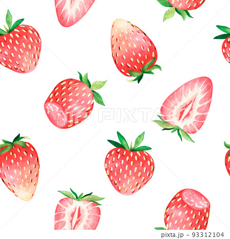 Seamless strawberry pattern. Watercolor...のイラスト素材 [93312104] - PIXTA