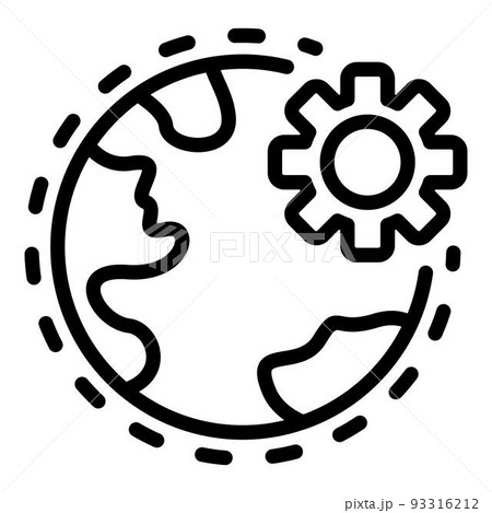 Earth and gear icon, outline styleのイラスト素材 [93316212] - PIXTA