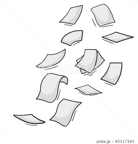 Paper files of documents fall down. Flying...のイラスト素材 [93317365] - PIXTA