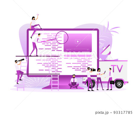 Flat illustration with coding people. Vector...のイラスト素材 [93317785] - PIXTA
