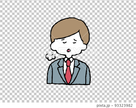 Illustration of a man in a suit sighing - Stock Illustration [93323982 ...